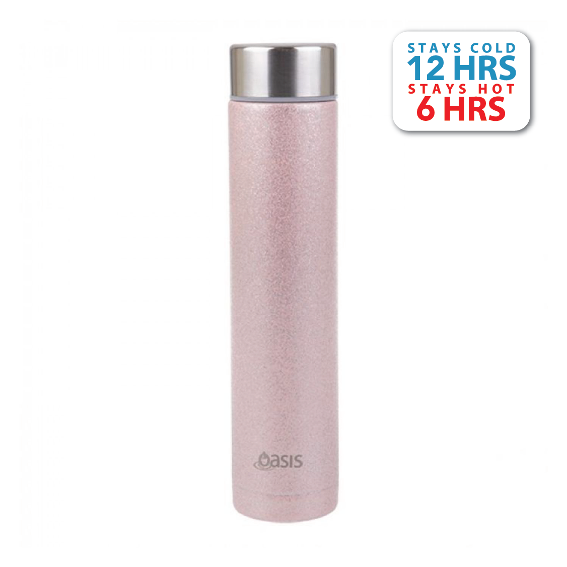 Oasis Skinny Mini Glitter Insulated Water Bottle 250ML - Pink - Seager Inc