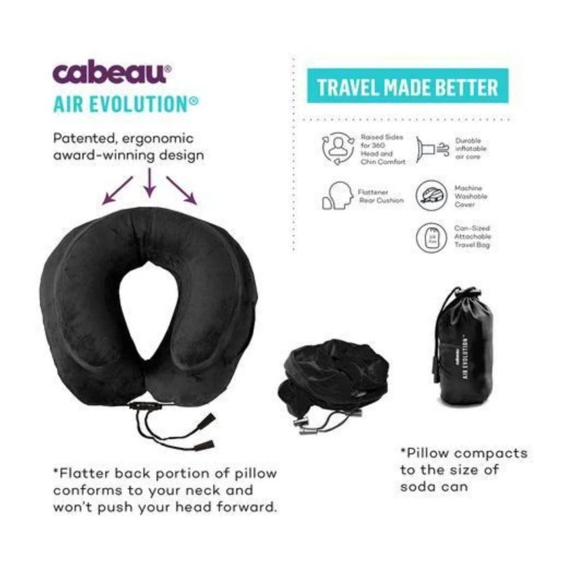 Cabeau Air Evolution Inflatable Travel Pillow - Midnight - Seager Inc